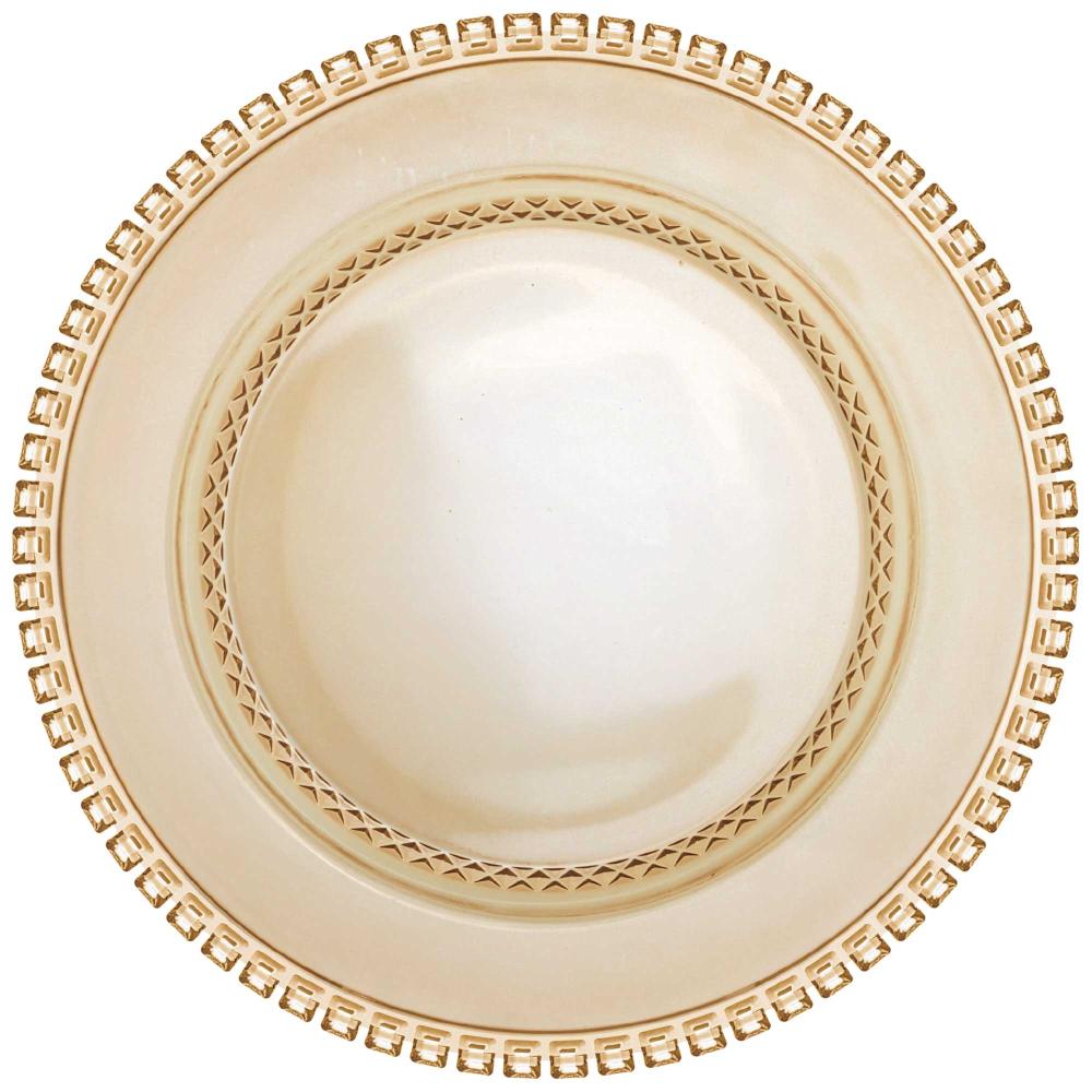 Prato raso Diamante em cristal D27cm cor ambar luster