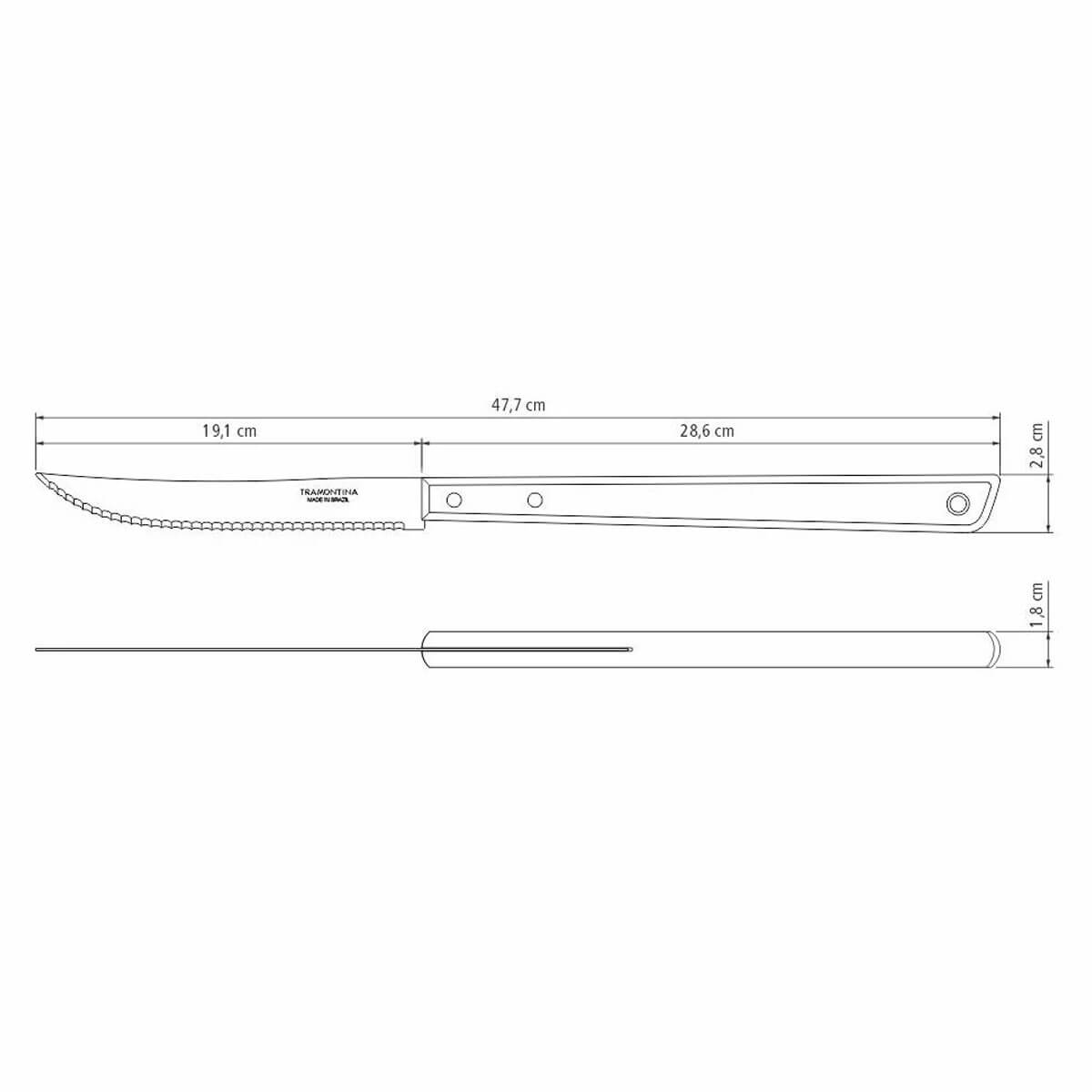 Faca Trinchante Tramontina 8' Churrasco com Lâmina em Aço Inox e Cabo ...